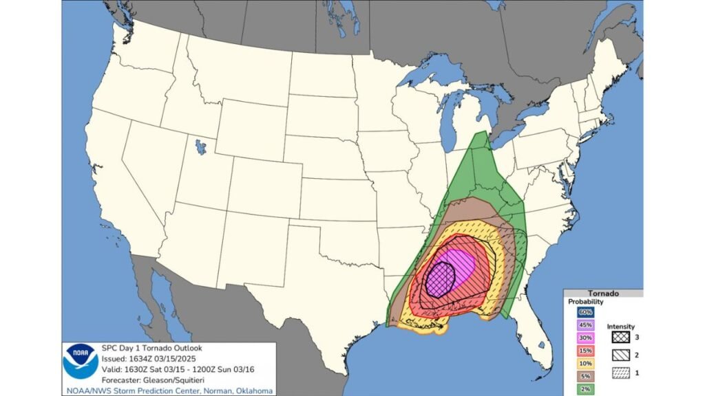 SPC Convective Outlook Maps for Texas, Louisiana, Mississippi, Alabama ...