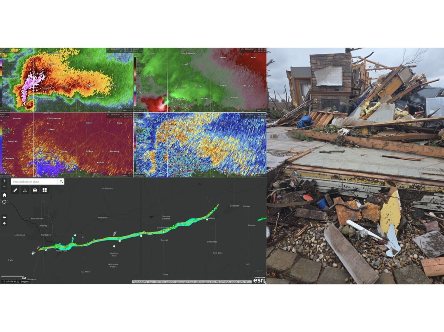 Aroma Park, Illinois to Lake Village, Indiana Tornado Upgraded to High ...
