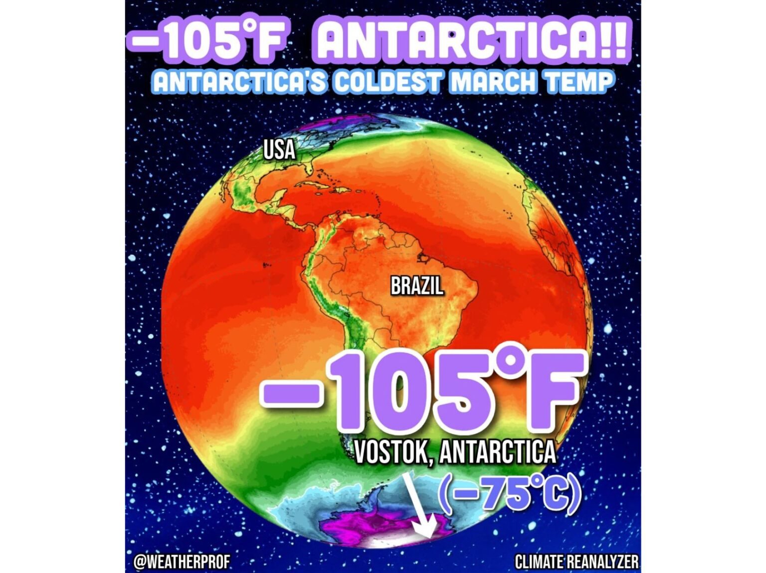 Vostok, Antarctica Plunges to -105°F (-75°C) in Coldest March ...
